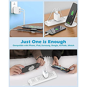 Dual USB C Charger Block + 2 Pack 6.6FT USB C to L Charging Cable for iPhone 14, 14 Pro Max, 13, 13 Pro, 12, 12 Pro, 11, 11 Pro, iPad Pro, iPad Air, Samsung Galaxy, Google Pixel, Magsafe, iWatch, AirP