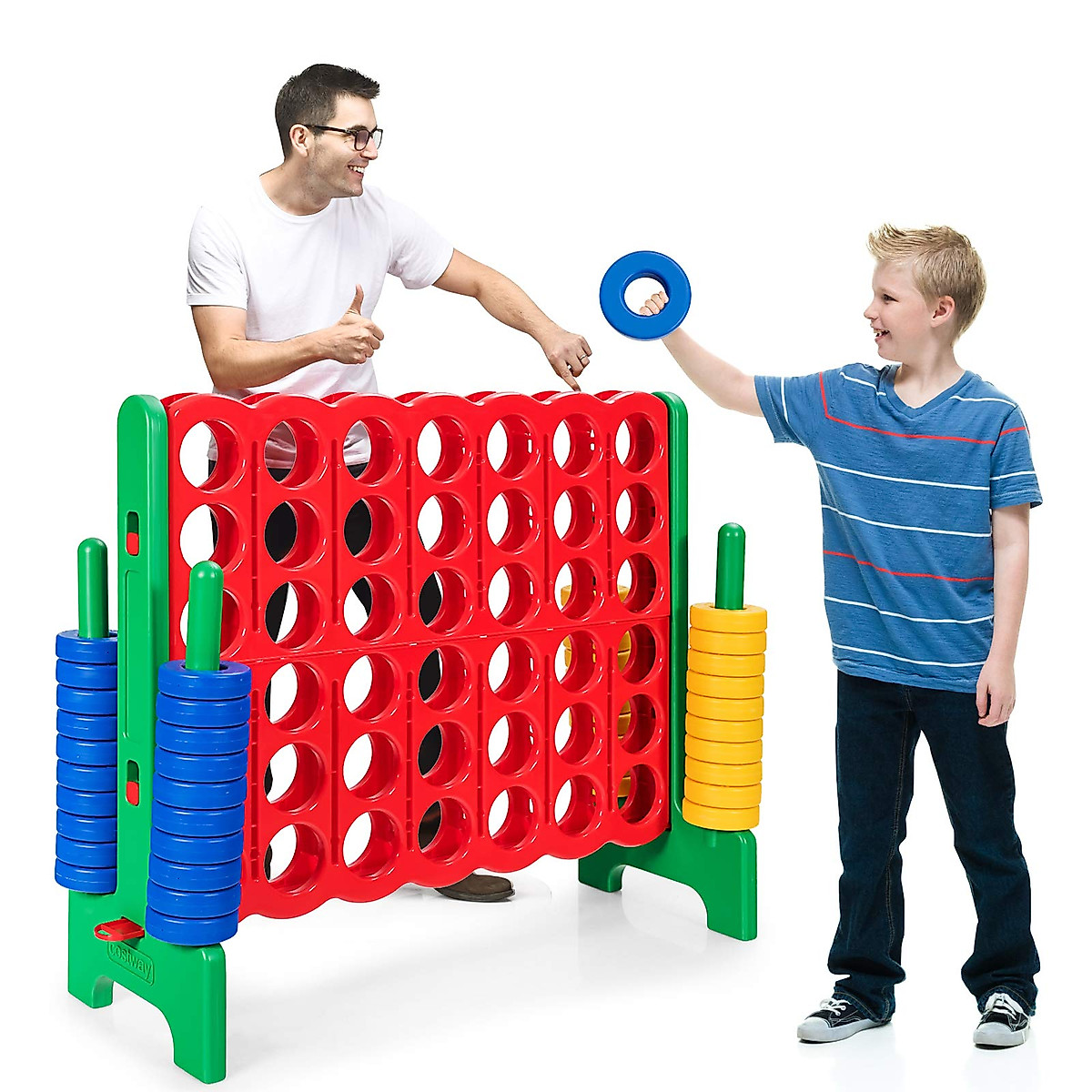 ARLIME Giant 4 in a Row Connect Game, 47'' Jumbo 4-to-Score Toy Set W/Quick-Release Lever, Build-in Ring, Jumbo Sized for Kids & Adults, Oversized Floor Activity for Indoor & Outdoor Play