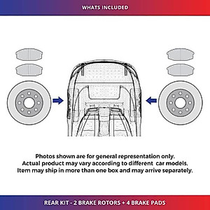(Rear Brake Kit)(High-End Series)(2 Cross-Drilled Disc Brake Rotors + 4 Ceramic Brake Pads)