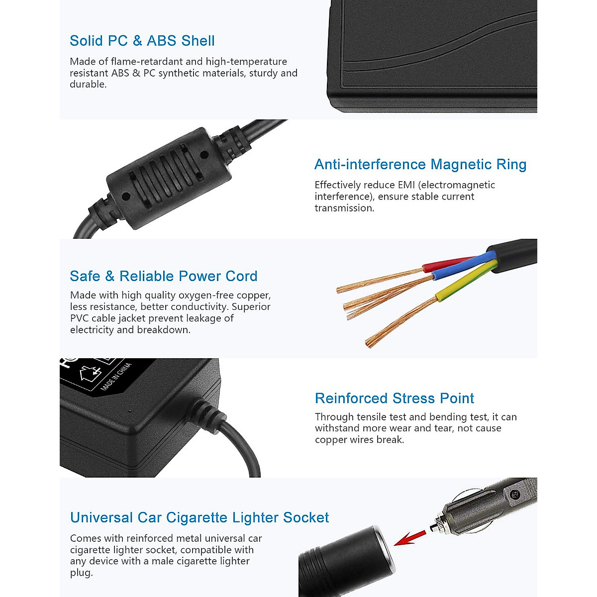 ALITOVE AC to DC Converter 12V 5A 60W 100-240V to 12V Car Cigarette Lighter Socket AC/DC Power Adapter Power Supply for Car Vacuum Cleaner Car Fan Car MP3 Other Car Devices Under 60W