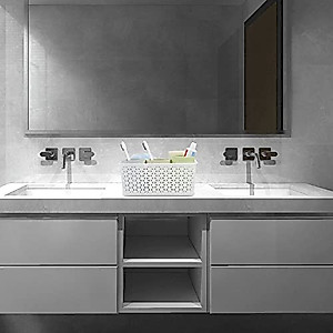 Wekioger Plastic Weave Storage Basket, 6-Pack White Pantry Bin