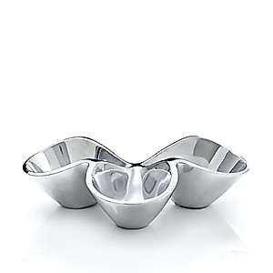 nambe Bella Triple Condiment Server | 3 Part Divided Serving Tray for Condiments, Dips, Appetizers, and Snacks | Made of Metal Alloy | Designed by Steve Cozzolino