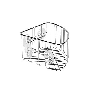 Spectrum Diversified Contempo Corner Bathroom Caddy, Rust-Resistant Bath Organizer for Soap & Shampoo Storage, Stainless Steel Shower Basket with Suction Cups