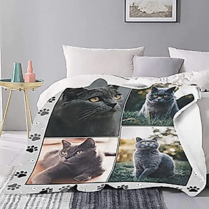 SHIYEL Custom Blanket with Photos for Cat Mom Ever, Personalized Picture Throw Blankets for Mother Friends, Customizable Blanket for Family Pets Gifts for Women Souvenirs, 4 Photos Collage Made In USA