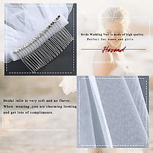 HEREAD 1 Tier Bride Wedding Veil Short Wasit Elbow Length Bridal Tulle Veils with Comb and Cut Edge (White)