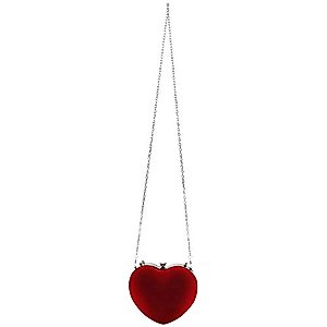 shyness Heart Diamonds Women Bags Chain Shoulder Purse Day Clutches Bags For Party Wedding(Red)