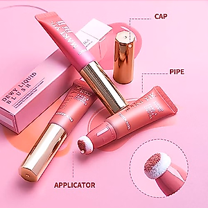 Liquid Blush Wand, Matte Face Blushes Beauty Wand with Cushion Applicator, Lightweight Pink Blush Natural Pearl Finish, Smooth Creamy Fomula (3# desert rose)