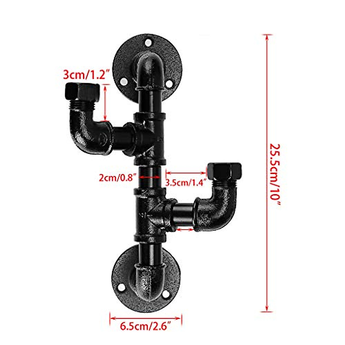 Sumnacon Heavy Duty Industrial Pipe Coat Hook Rack - Rustic Metal Clothes Holder Hanger with Hardware, Wall Mounted Iron Bath Grab Bar for Home, Office, Electroplated Black Finish