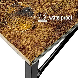 Lufeiya Small Computer Desk Study Table for Small Spaces Home Office 31 Inch Rustic Student Laptop PC Writing Desks with Storage Bag Headphone Hook,Brown