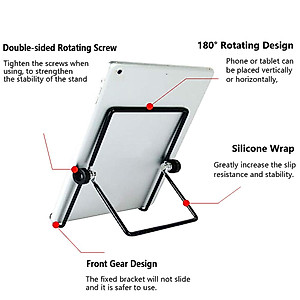 VOVIGGOL Adjustable Tablet Stand Holder 2 Pack, Non-Slip Foldable Holder Cradle Fit for 9-12.9" Tablets, iPad, Samsung and Kindle Fire, Display Stand Picture Frame Stand for Photos (2 Large Black)