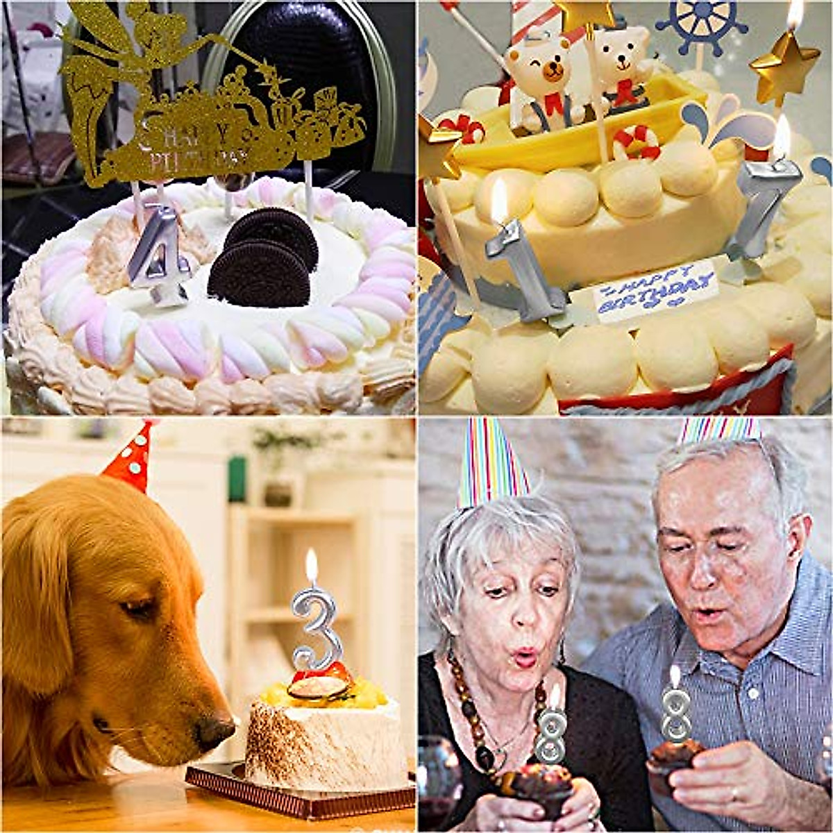 2nd Birthday Candle Two Years Silvery Happy Birthday Number 2 Candles for Cake Topper Decoration for Party Kids Adults Numeral 20 23 12 26 29 21 27 62 25