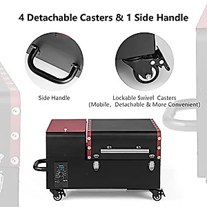 Giantex Portable Pellet Grill Smoker with 2-Tier Grills, 4 Lockable Casters, Auto-feed System, Temp 150°F to 450°F, Meat Probe, Outdoor Tabletop Wood Pellet Grill for BBQ Camping RV Cooking