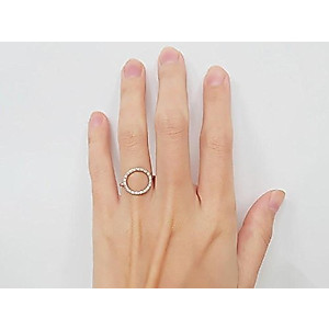 SOVATS Open Circle Ring for Women Set with White Cubic Zirconia 925 Sterling Silver Rhodium Plated - Simple, Stylish &Trendy Nickel Free Ring, Size 7