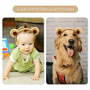 SIOTMERA Brown Bear Ears Cute Headband Fluffy Hairband Animal Head Wear for Party Celebrations Trips Decoration Cosplay Dress up Costume Makeup Washing Face Kids Adults Womens Gift, 4 packs