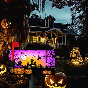 Dacawin Halloween Mailbox Covers Magnetic 21" X 18" Bats Ghost Pumpkin Spider Mailbox Cover Standard Size Mailbox Wraps Post Letter Box Covers Garden Decorations Outdoor