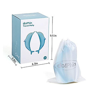 Baby Cute Dolphin Travel Potty Toilet Training Seat Trainer Portable Foldable Potty with 20 Potty Liners Disposable for Kids Boys Girls Children Toddlers