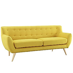 Modway Remark Mid-Century Modern Sofa With Upholstered Fabric In Sunny