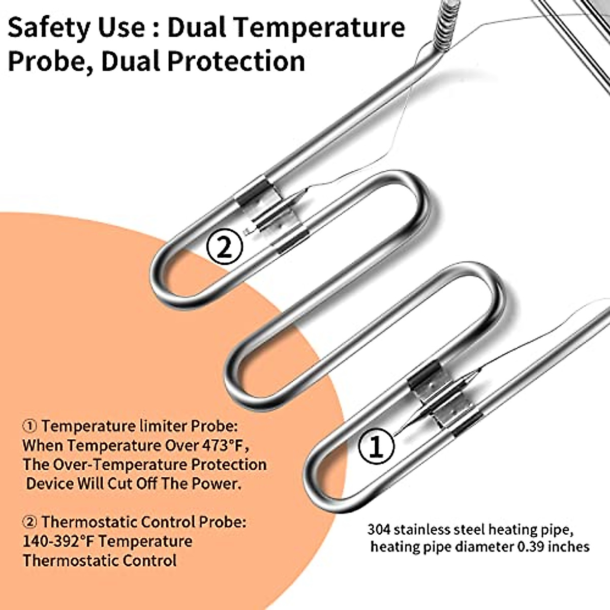 AGKTER Deep Fryer,Commercial Deep Fryer,Electric Deep Fryer with Basket,Stainless Steel Electric Countertop Fryer with Over-Temperature Protection For Restaurant and Home Use 10.5qt 1500W 110V