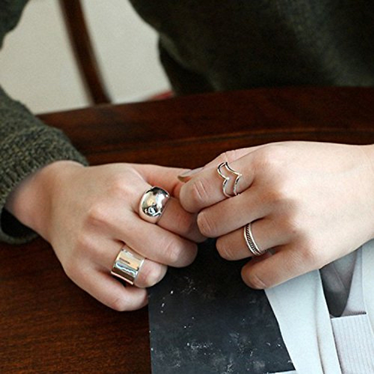 SILBERTALE 925 Sterling Silver Stacking Minimalist Midi Above Knuckle Pinky Finger Rings Bands 3pcs Set Size 2.5