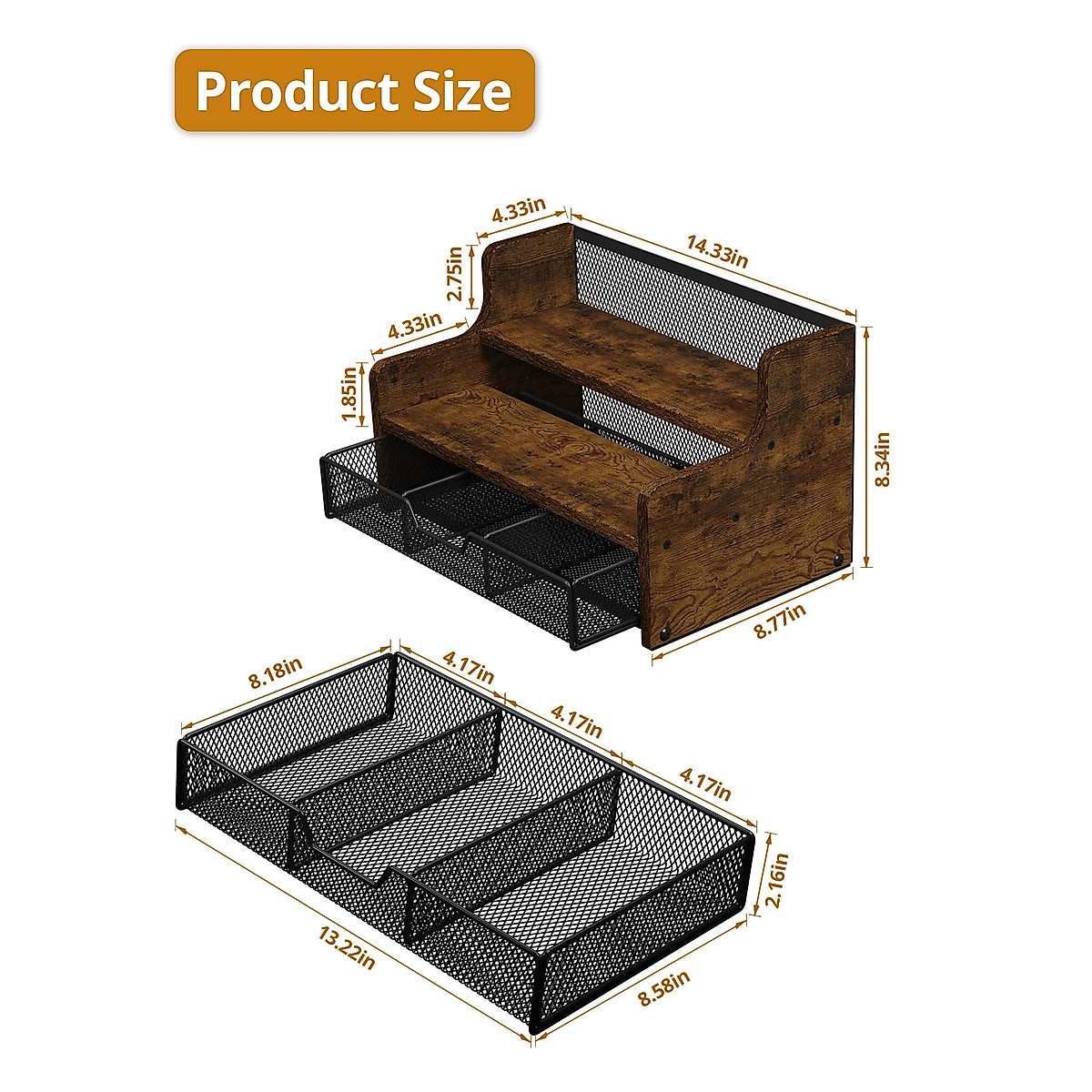 Tiaoheka Coffee Station Organizer for Countertop, Wood Coffee Bar Organizer with Drawer, Kcup Coffee Pod Holder Storage Box, K Cup Holder Organizer for Coffee Bar Accessories