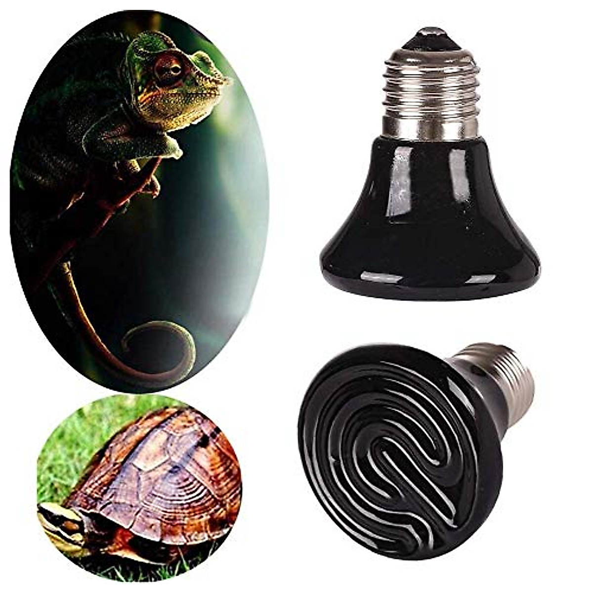 MaoTopCom 25 Watt Mini Black Reptile Heat Lamp Bulb 2 Pack 25W 60MM Pet Infrared Ceramic Heat Emitter for Brooder Coop Lizard Lambs Snake No Light, AC 110V