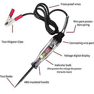 Car Truck Circuit Test Pen, Circuit Tester, 3-70V DC Digital Automotive Test Light, Heavy Duty Light Tester with Voltmeter Spring Wire (RED(3-70V))