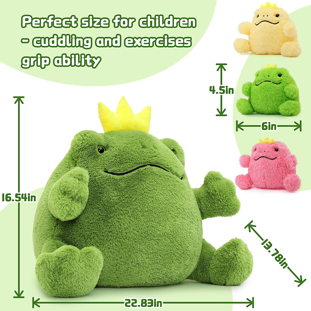 MorisMos Big Frog Stuffed Animal, Large Frog Plush Toy with Babies Inside, Giant Mommy Stuffed Frog Pillow with Baby Frogs Set, Gifts for Kids, Boys, Decorations on Christmas, Birthday, 17in