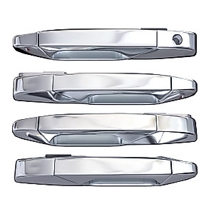 Exterior Chrome Door Handle Set of 4 - Compatible with Chevy, Cadillac & GMC Vehicles - 2007-2014 Silverado, Tahoe, Escalade, Sierra, Yukon, Avalanche - Replaces 15915659, 22738721, 22738722