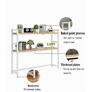 uyoyous Computer Desktop Bookshelf 2-Tier Multipurpose Wood Desk Hutch Bookcase for Computer Desk with Adjustable Shelf Display Rack Organizer, White