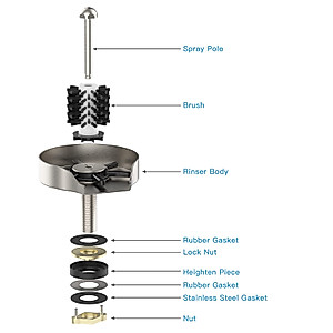 Automatic Glass Rinser - Powerful Cup Washer for Kitchen Sink, Stainless Steel Baby Bottle Cleaner Sinks Attachment,Cup Washer for Sink with Brush