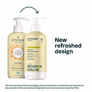 ATTITUDE Body Lotion for Sensitive Skin with Oat, EWG Verified, Dermatologically Tested, Vegan, Argan Oil, 16 Fl Oz