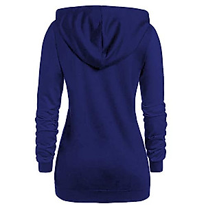 Women's Hoodies Sweatshirt Thenlian Womens Loos Cute Long Sleeve Halloween Pumpkin Bat/Cat Hooded Sweatshirt Tops(L, Blue)