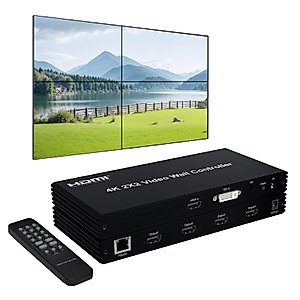 FENIXFIT 4K 2x2 HDMI Video Wall Controller 2x1, 1x2, 1x3, 3x1, 1x4, 4x1 Supports 180 Degree Rotate Video Wall Controller 2x2 4K with 11 Splicing Modes RS232 Audio Extraction Wall Controller Processor