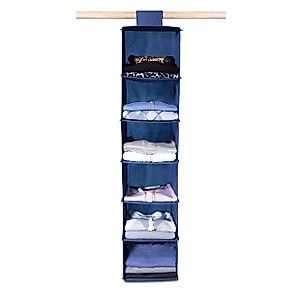 6 SHELF HANGING SWEATER CLOSET & CLOTHING ORGANIZER, BLUE