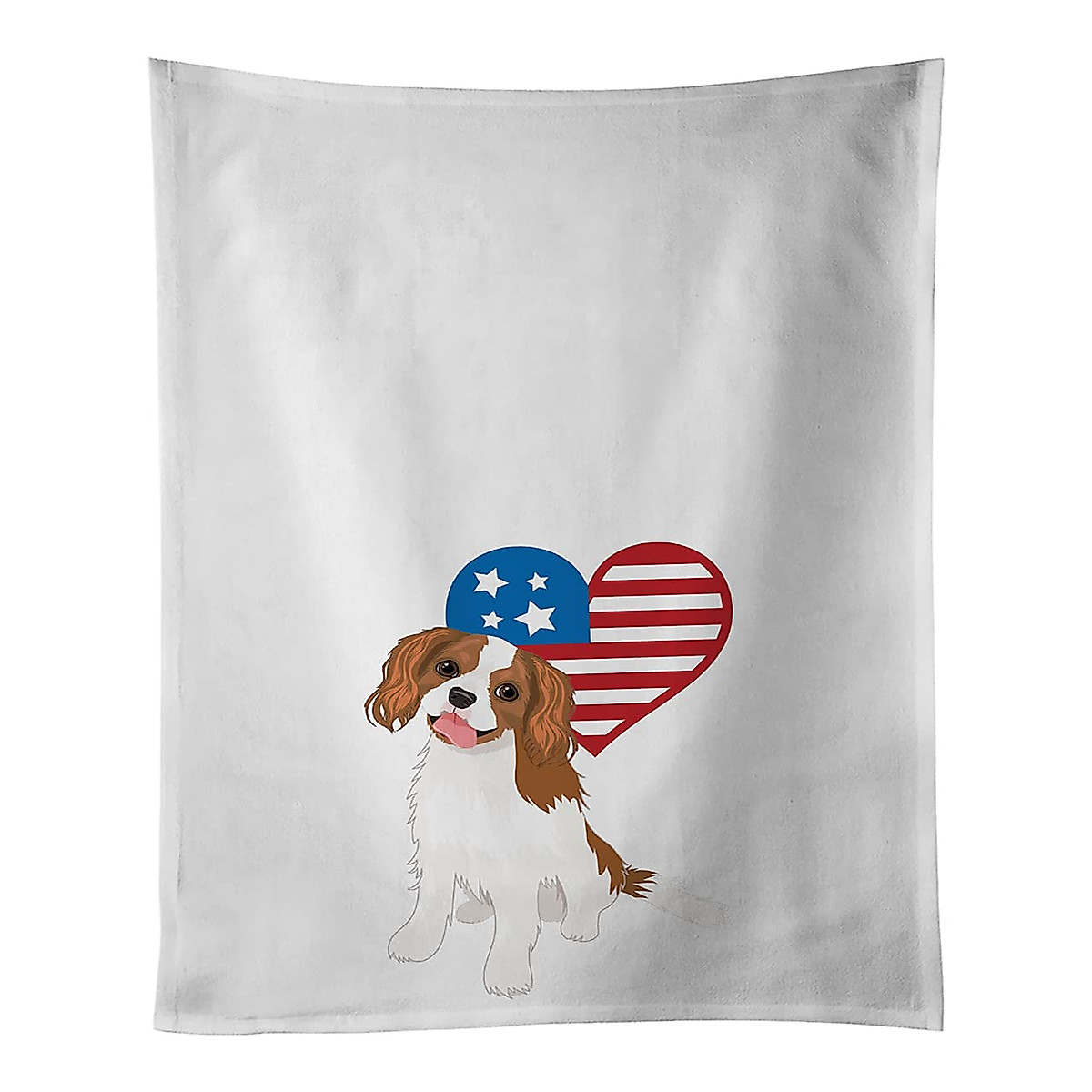 Caroline's Treasures WDK4193WTKT Cavalier King Charles Spaniel Blenheim #2 Patriotic White Kitchen Towel Set of 2 Dish Towels Decorative Bathroom Hand towel for Hand, Face, Hair, Yoga, Tea, Dishcloth,