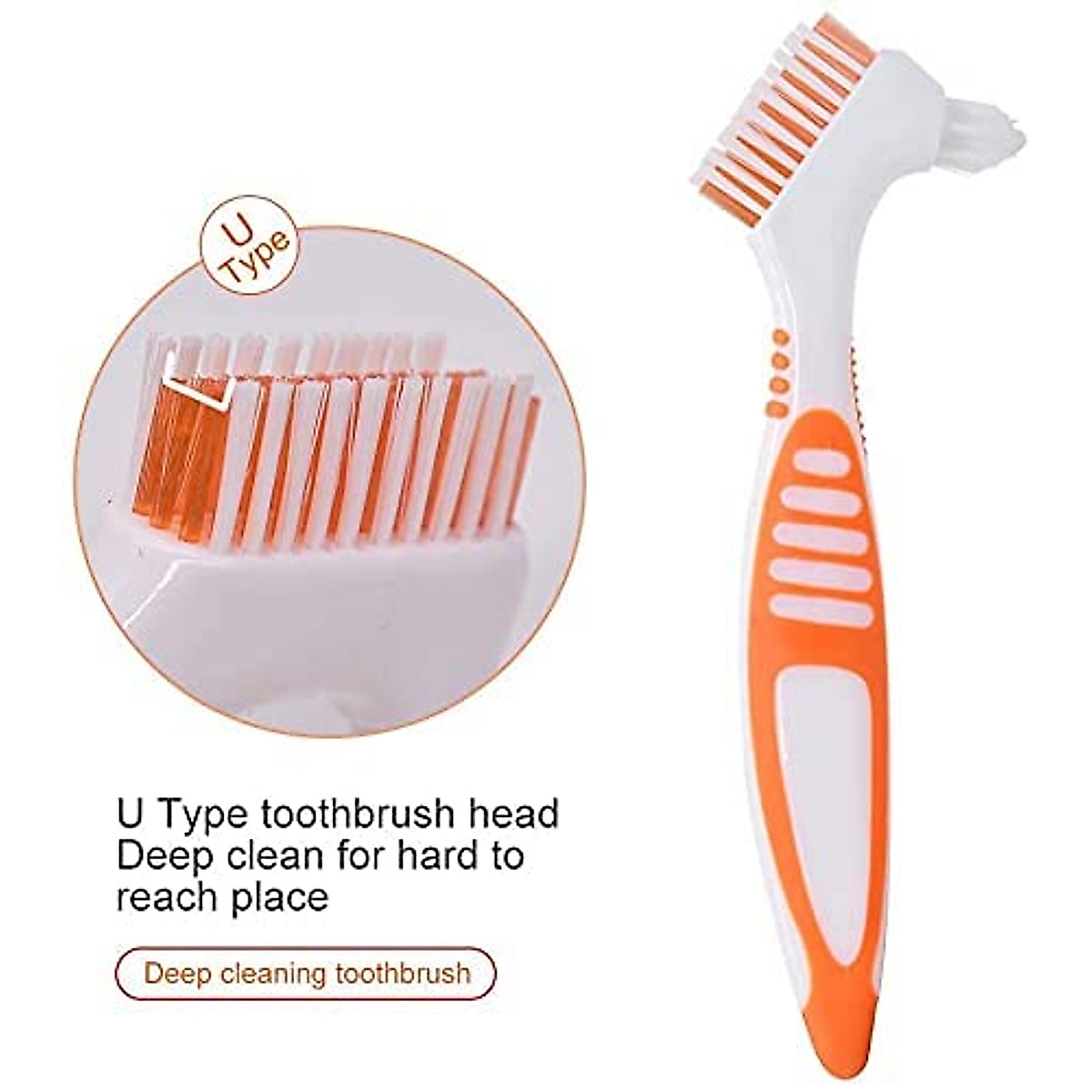 Chargenyang 3 Pack Denture Cleaning Brush Set Hard Denture Toothbrush Portable Denture Toothbrush Cleaning Brush Double Sided Denture Brush for Denture Care