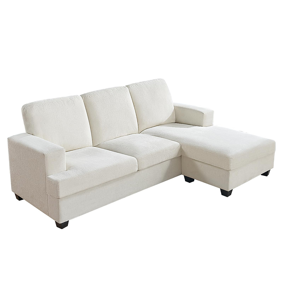 VanAcc 89 Inch Convertible Sofa with Storage, Reversible L Shape Sofa Couch with Chaise, Comfy couches for Living Room, Beige Chenille