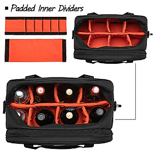 CURMIO Bartender Kit Travel Carrying Bag with Padded Compartment for Wine and Bar Tools Set, Bartender Shoulder Tote Bag for Home Indoor Outdoor Patio Party, Black, BAG ONLY, Patent Pending