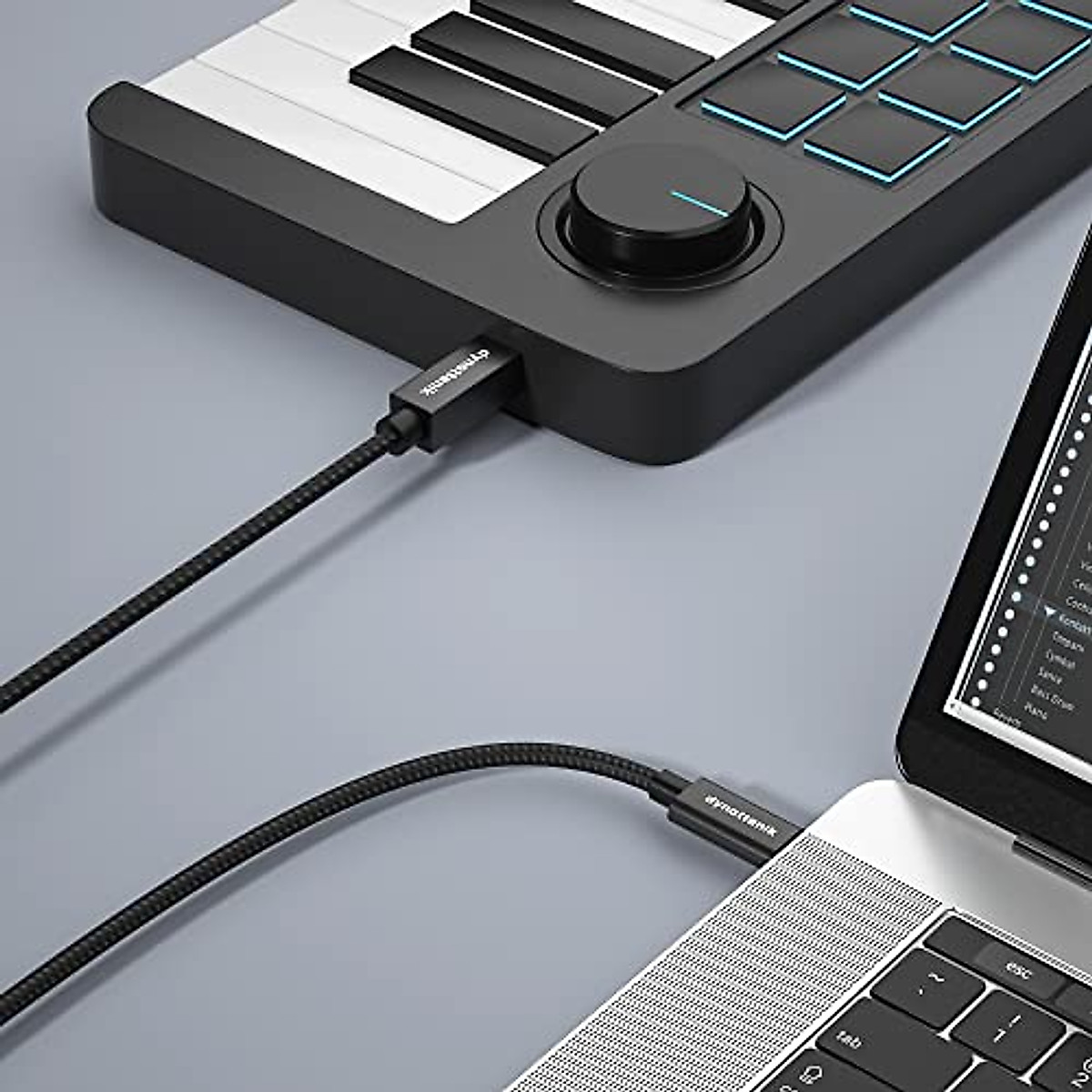 dynattenik 2.0m USB C to B MIDI Interface Cable for MIDI Instruments - Nylon, MIDI-CB200