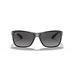 Ray-Ban Men's Rb4331 Square Sunglasses, Black/Polarized Light Grey Gradient Dark Grey, 61 mm