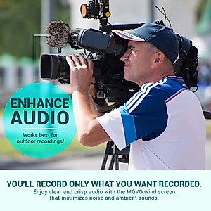 Movo WS-G9 Furry Outdoor Microphone Windscreen Muff for Portable Digital Recorders up to 3" X 1.5" (W x D) - Fits the Zoom H4n, H4n PRO, H5, H6, Tascam DR-40, DR-05, DR-07 and More (Dark Gray)