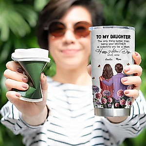 ORIWAVE To My Daughter From Mom Happy Mother's Day Birth Flower, Christmas, Birthday Personalized Tumbler 20 Oz Stainless Steel For Mom, Daughter, Grandma