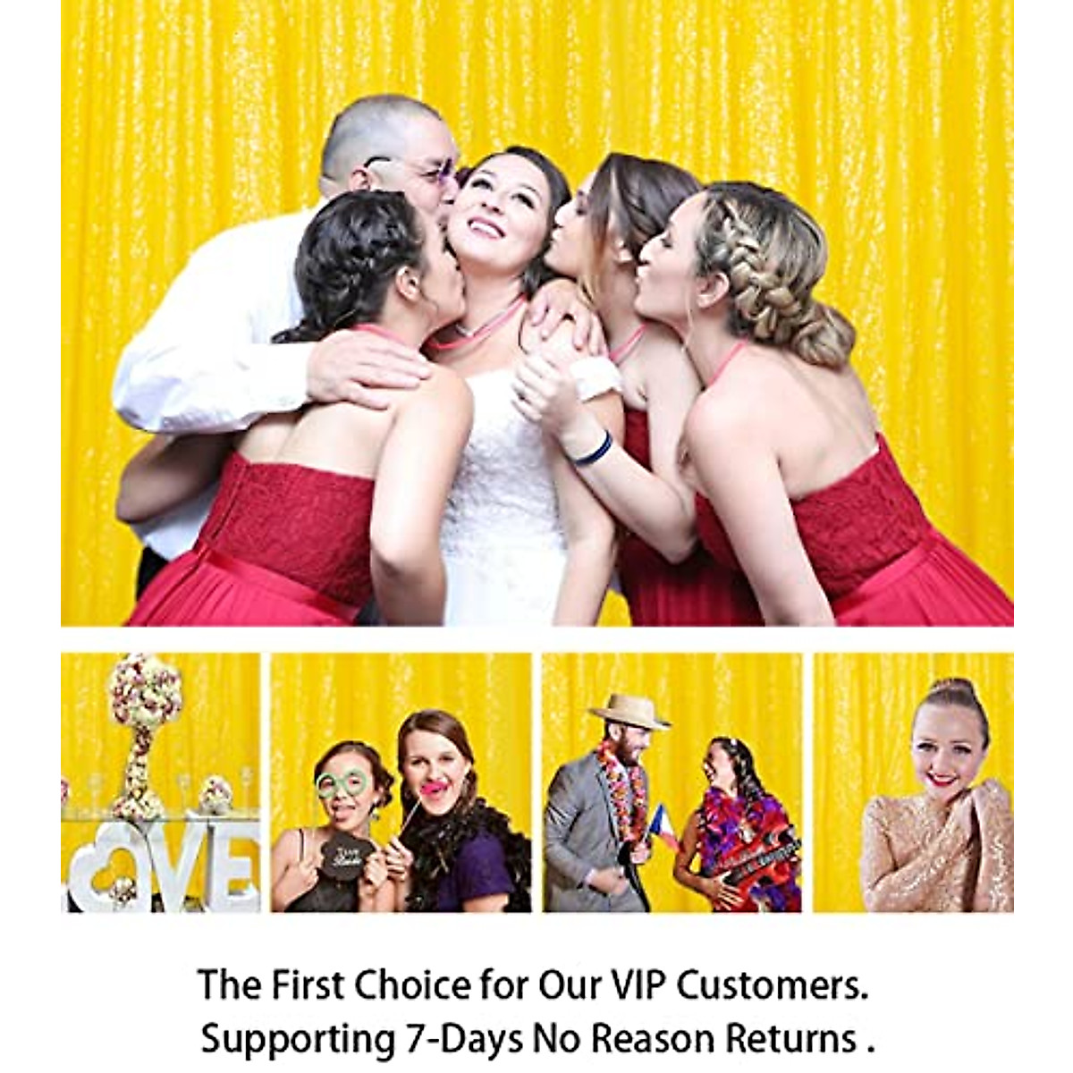 Yellow Glitter Backdrop Curtain Photo Backdrop 4FTx7FT Sequins Shimmer Curtains for Backdrop -1011E