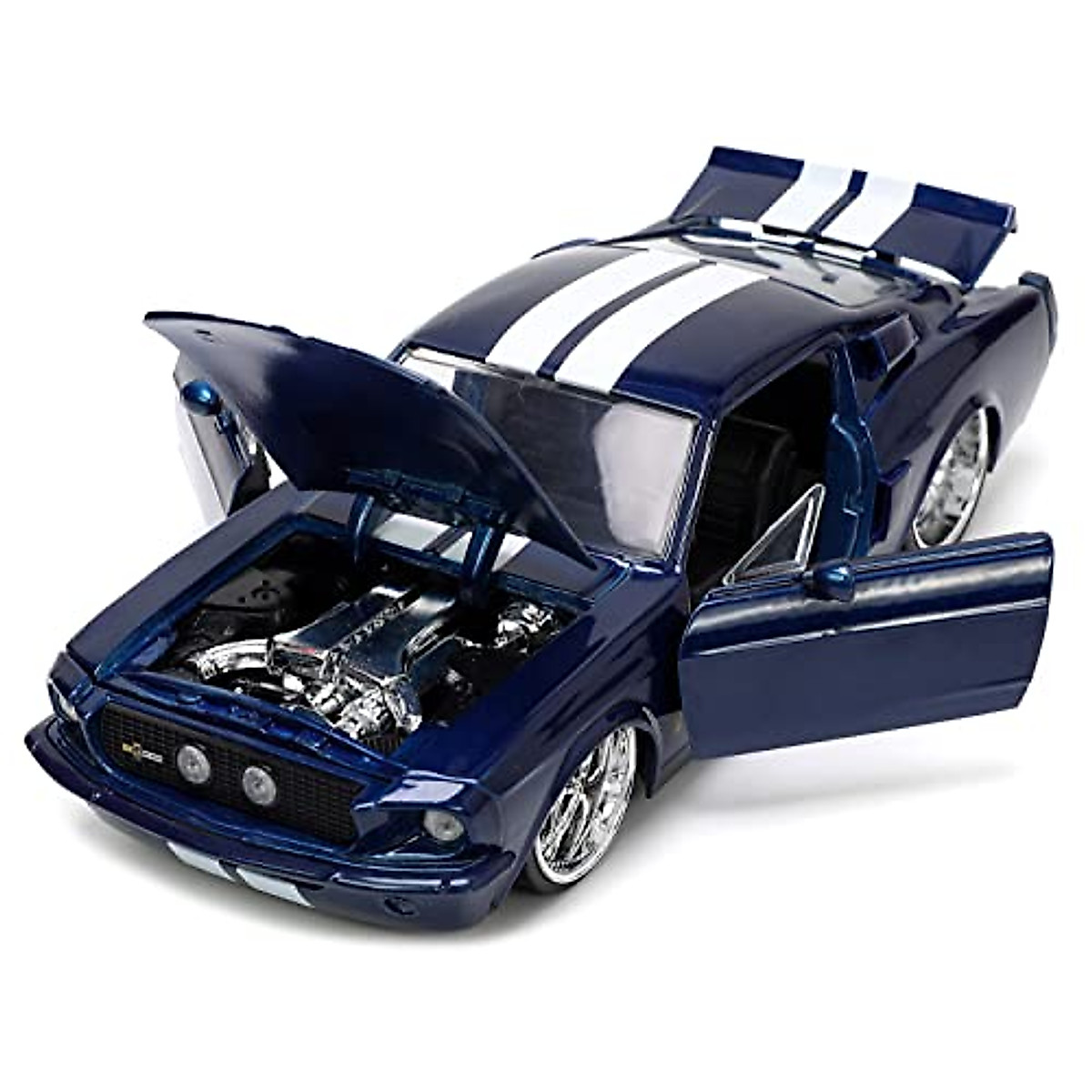 1967 Shelby GT500 Dark Blue Metallic with White Stripes Bigtime Muscle Series 1/24 Diecast Model Car by Jada 33865