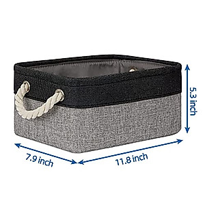 Temary Cube Storage Baskets 4 Pack 13 Inch Fabric Storage Bins for Toys, 6 Pack Small Baskets Organization with Handles, Baskets for Organizing Towels, Blankets, Collapsible Shelf Baskets (Black&Gray)