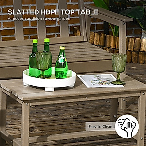 Outsunny 4 Piece Patio Furniture Set with Cushions, HDPE Conversation Sofa Set with Two Chairs, Loveseat, and Slatted Top Coffee Table, Cream White