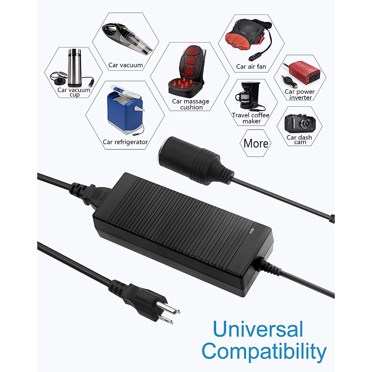 ALITOVE AC to DC Converter 100V ~ 240V to 12V 10A 120W Power Supply Adapter Car Cigarette Lighter Socket AC/DC Transformer for Car Vacuum Cleaner, Car Refrigerator and Other Car Devices