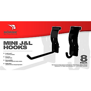 NorskWall Mini-J & Mini-L Slatwall Hook 8 Pack