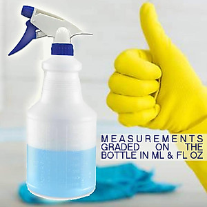EZPRO USA Small Size Transparent Plastic Empty Spray Bottles Mist for Cleaning Solutions, Spray Bottle with Measurements, Upside Down Squirt Bottle, 4 pack