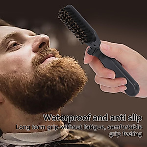 Foldable Beard Brush, Waterproof Soft Bristles Beard Styling Comb Men Mustache Grooming Brush for Household Outdoor Travel